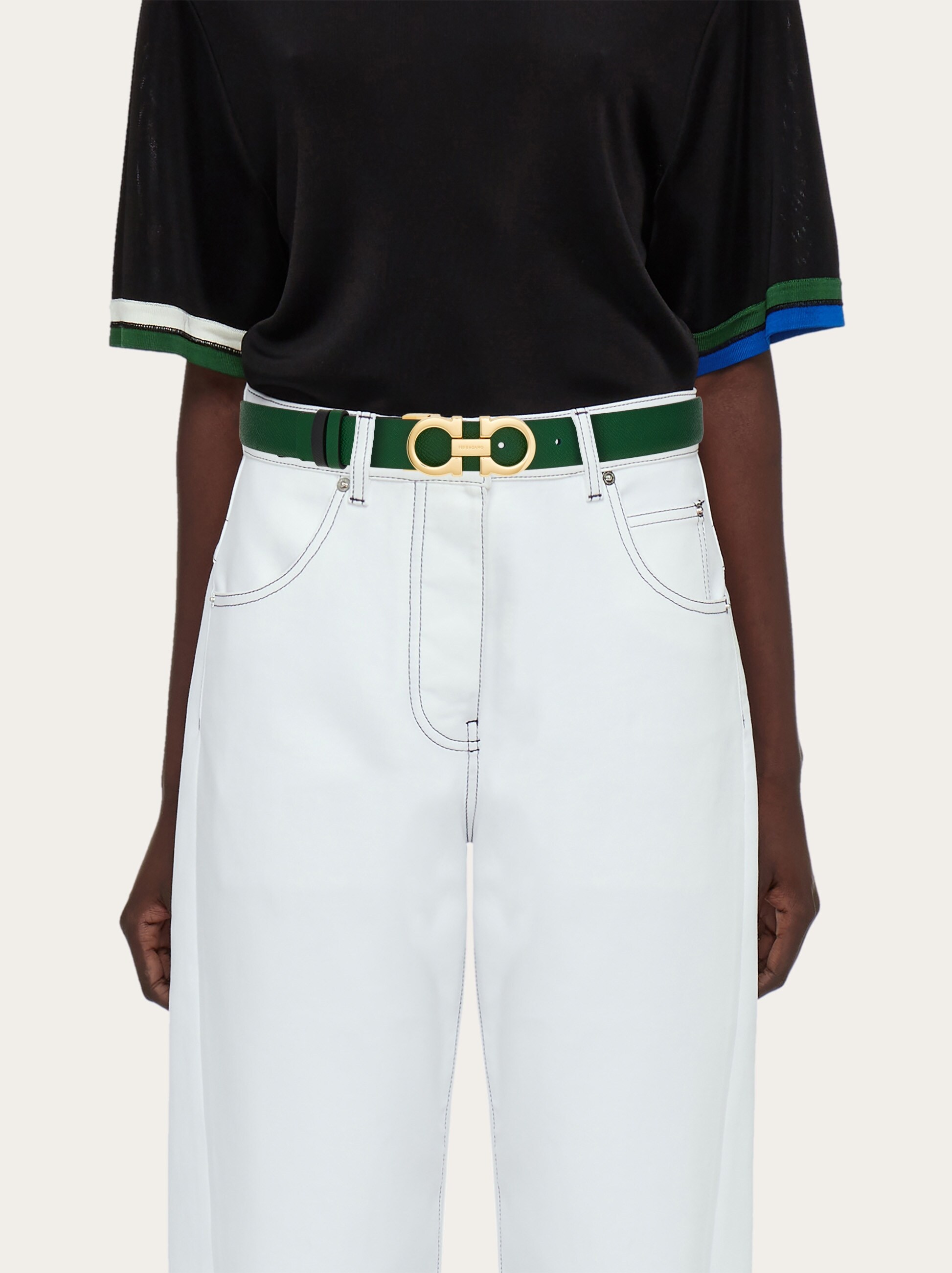 Reversible and adjustable Gancini belt - Belts - Leather Accessories ...