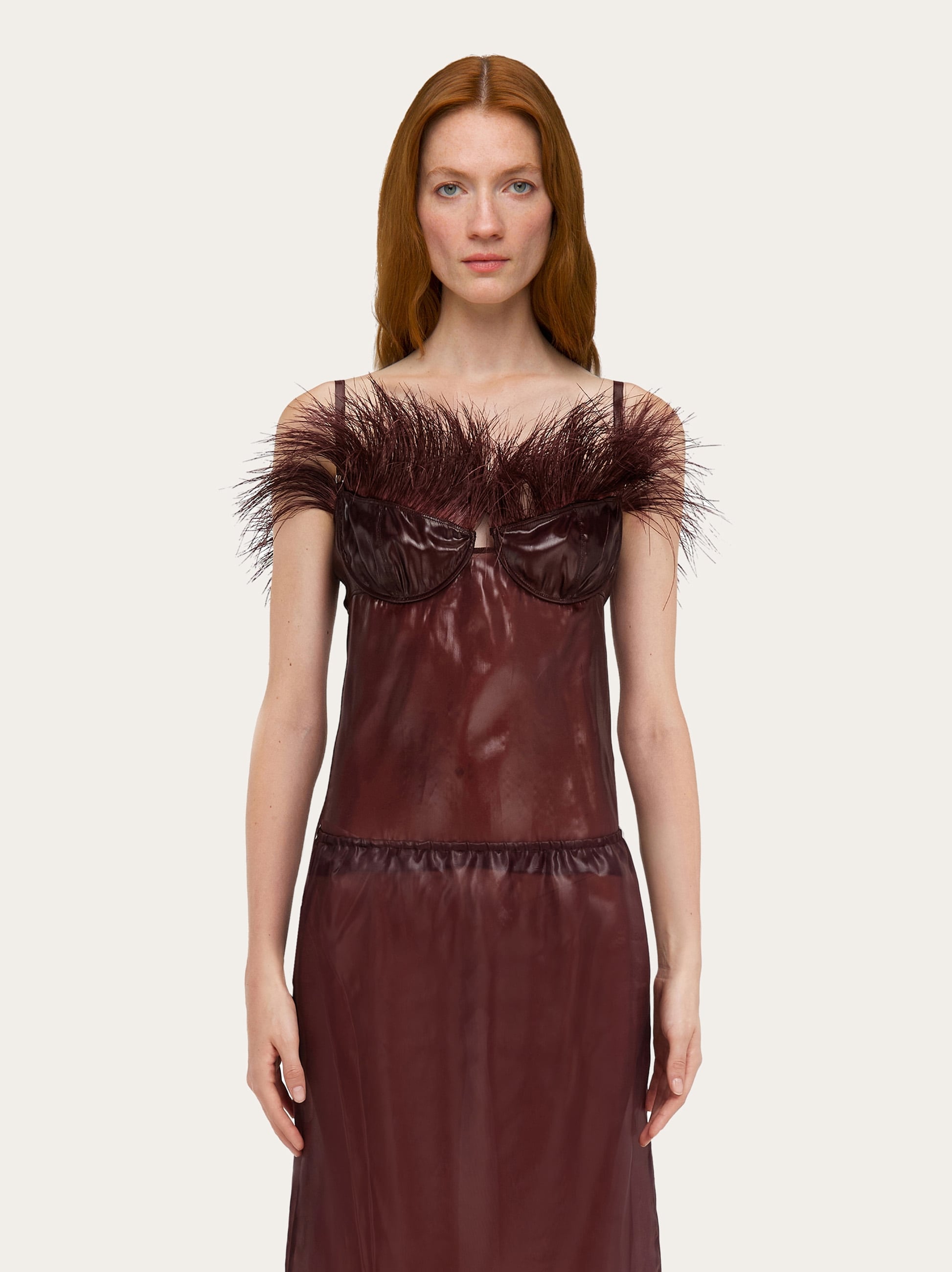Organza top with feather embellishment - Women | Ferragamo
