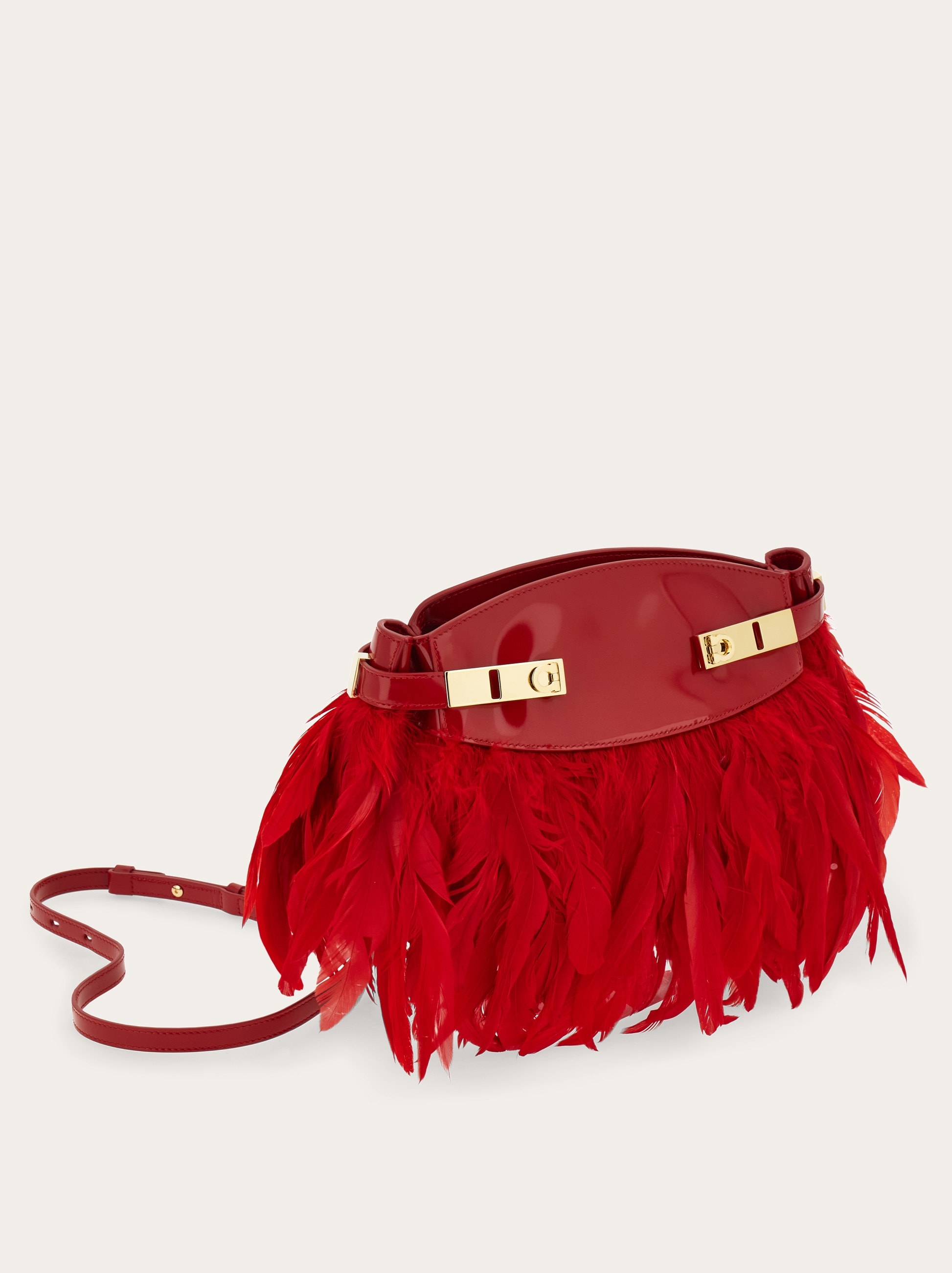 Hug soft crossbody bag with feathers (XS) - Women | Ferragamo