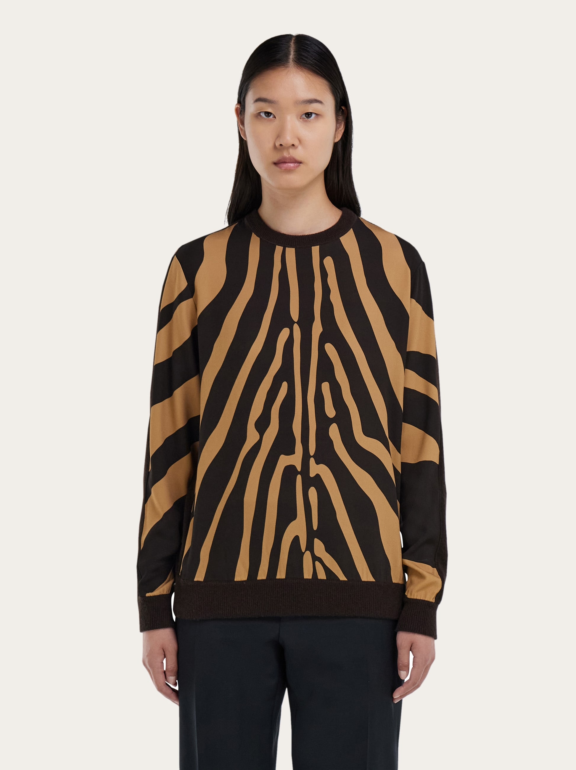 Maglia con intarsio in seta - Donna | Ferragamo